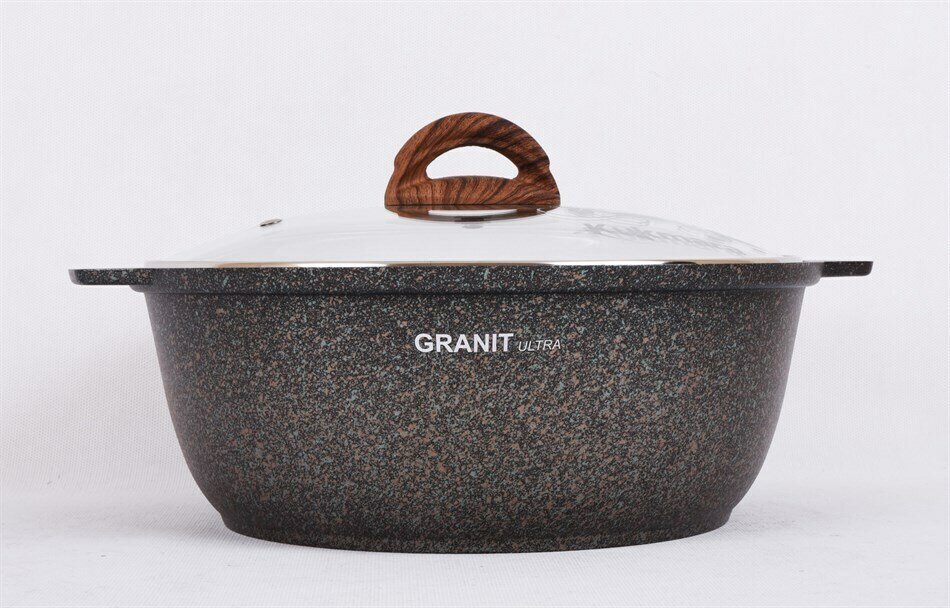 Жаровня Kukmara Кукмара 4л Granit Ultra стеклянная крышка литой алюминий антипригарное покрытие Granit ultra цвет original жго41а