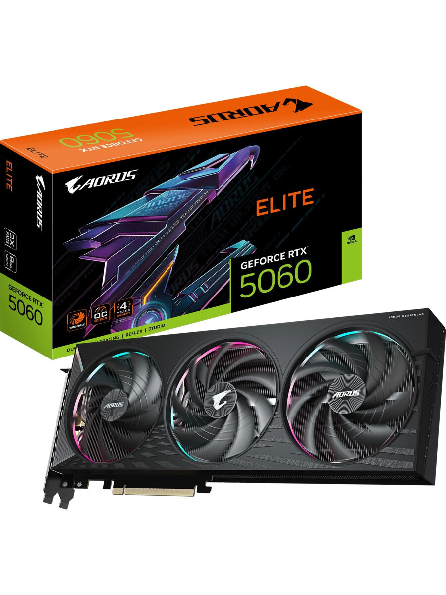 Видеокарта Gigabyte PCI-E 5.0 GV-N5060AORUS E-8GD 1.0 NVIDIA GeForce