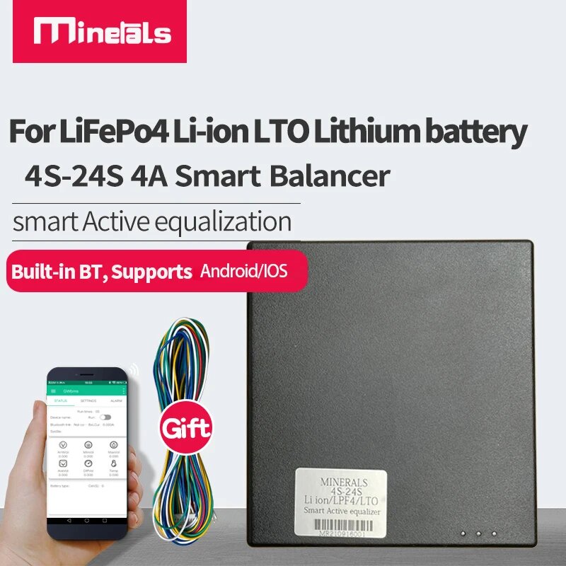 Умный активный балансировщик 4A, эквалайзер Li-Ion Lipo LiFePO4 4S-24S 10S 16S 13S 8S 36 в 48 в 60 в 24 В, Поддержка Android IOS Active Balance