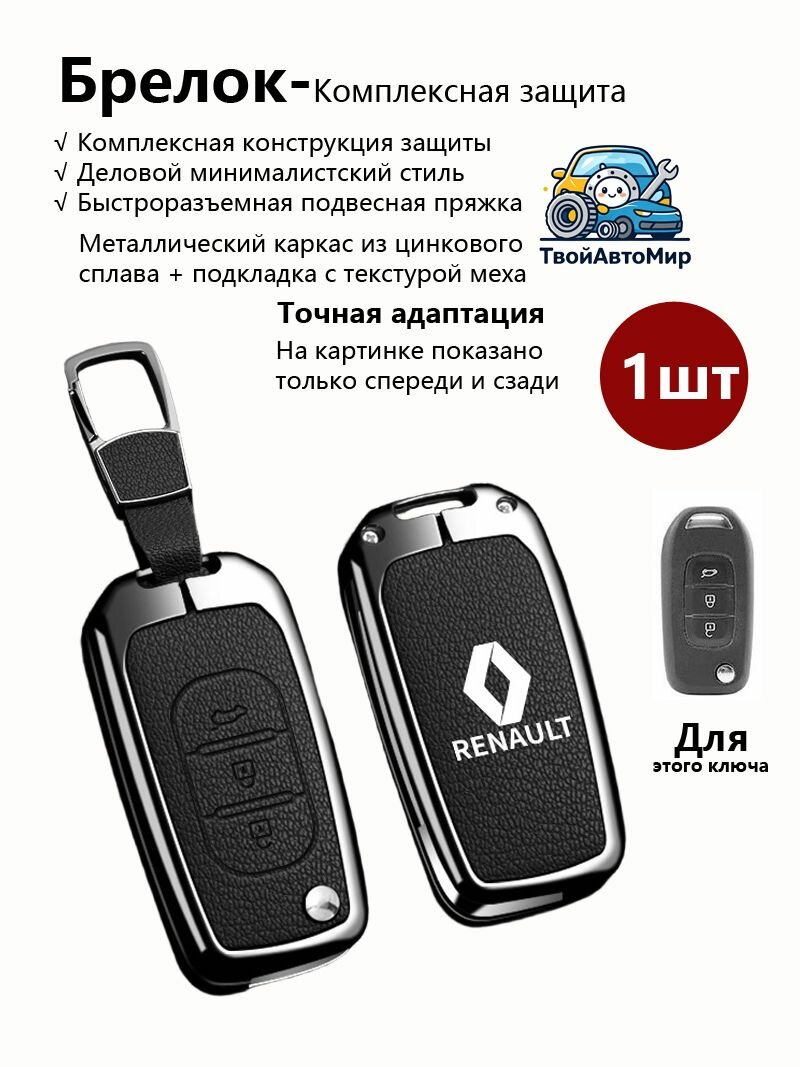 Чехол Для Ключа Renault Logan/Sandero/Duster 2012-2020, Цинковый Сплав+Кожа, Полная Защита
