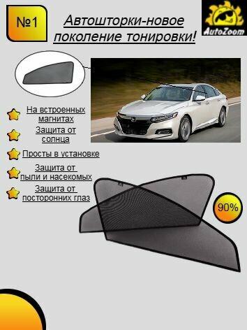 Автошторки магнитные для Honda Accord 10 поколение (CV) (2017 -2023г. в.), (Хонда аккорд)на передние двери 2 шт/каркасные шторки для автомобиля/съемная тонировка Autozoom