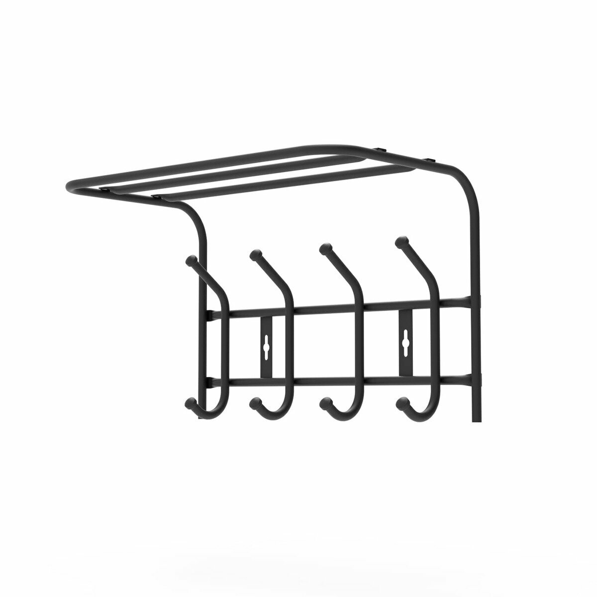 Вешалка настенная с полкой Nika ВП4М/Ч, 4 крючка, 40,8 x 26,2 x 24,5 см, матовый черный