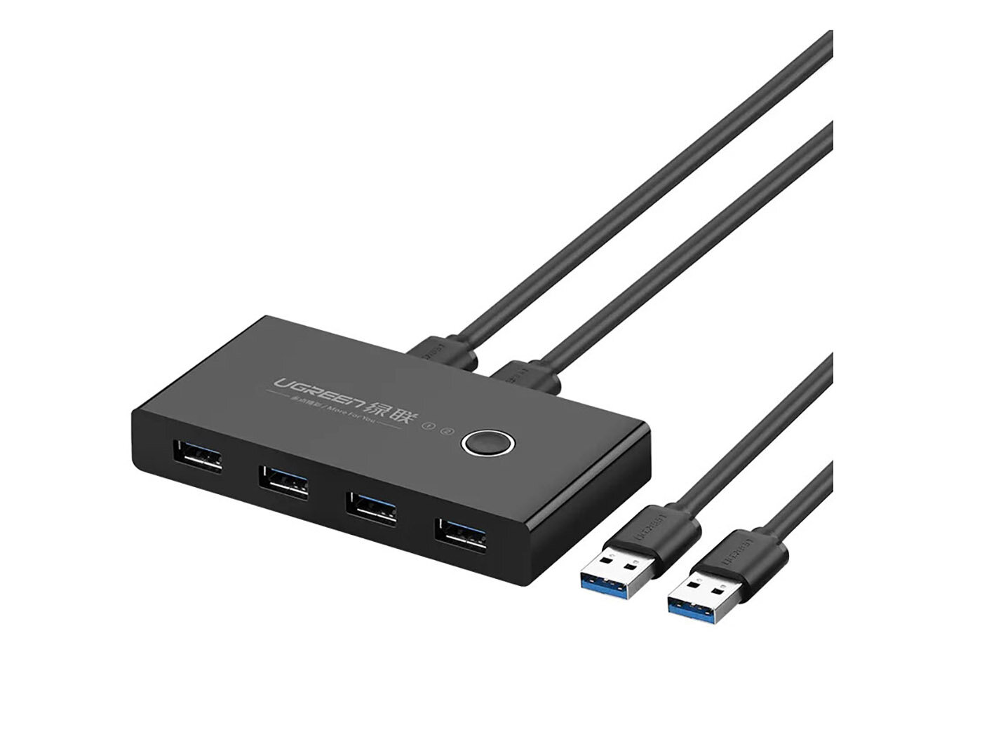 Разветвитель портов UGREEN US216 (30768) 2 In 4 Out USB 3.0 Sharing Switch Box. черный 30768_