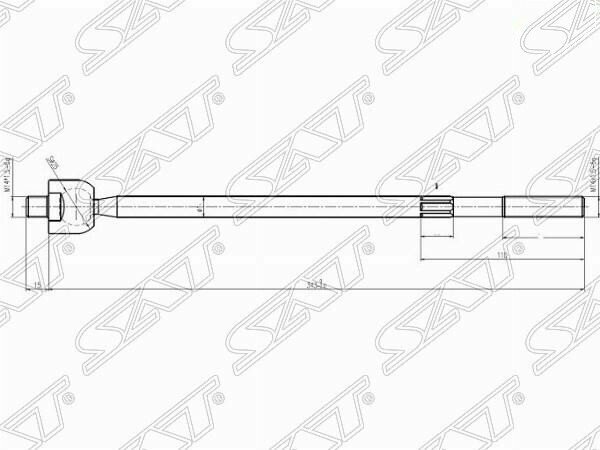 Тяга рулевая SAT ST-45503-59055 TOYOTA BB/CALDINA/CARINA/CORONA/ECHO/GAIA/IPSUM/IST/NADIA/RAUM/VITZ/YARIS 4WD 92-05
