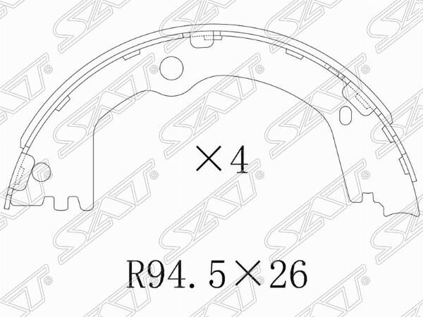 Колодки тормозные барабанные сзади Стояночный тормоз Hyundai Santa Fe 12-19 / SAT ST-58305-2WA00 Kia Sorento 09-13
