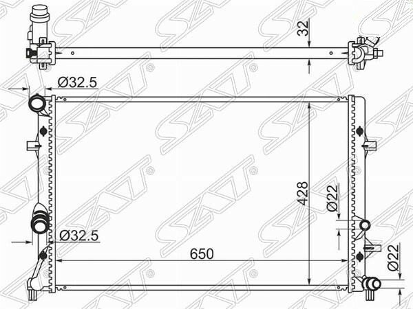Радиатор SAT VW0008-4 Audi A3 03-13 / Skoda Octavia 04-13
