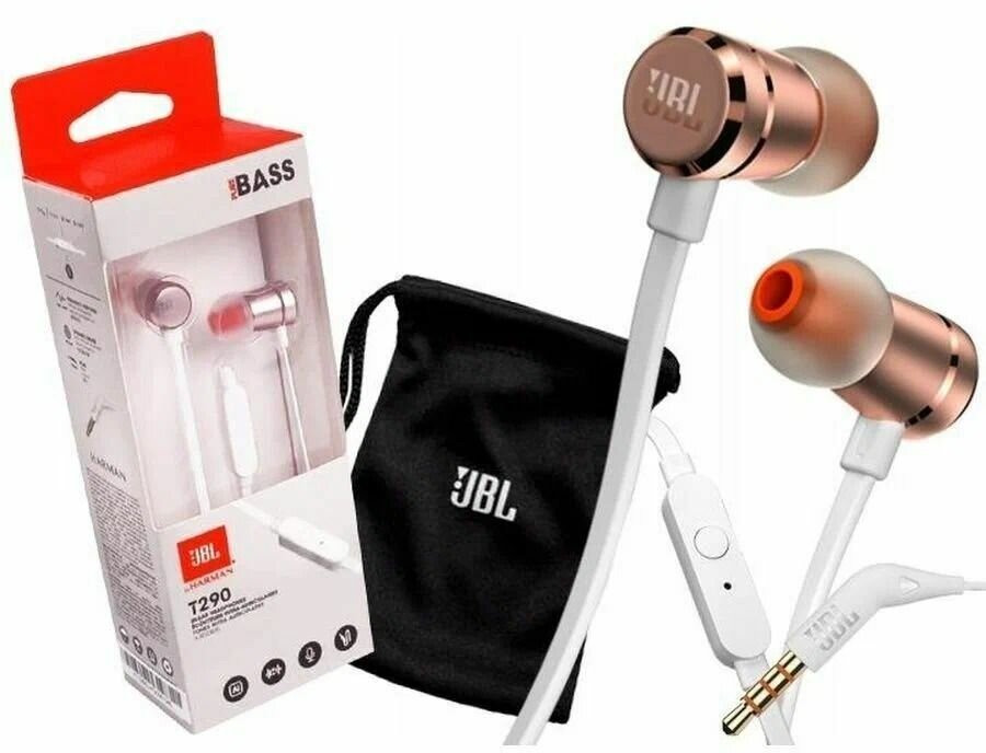 Наушники JBL T290, mini jack 3.5 mm, золотой