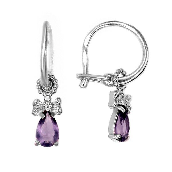 Серьги, серебро, 925 проба, родирование, кристалл, фианит