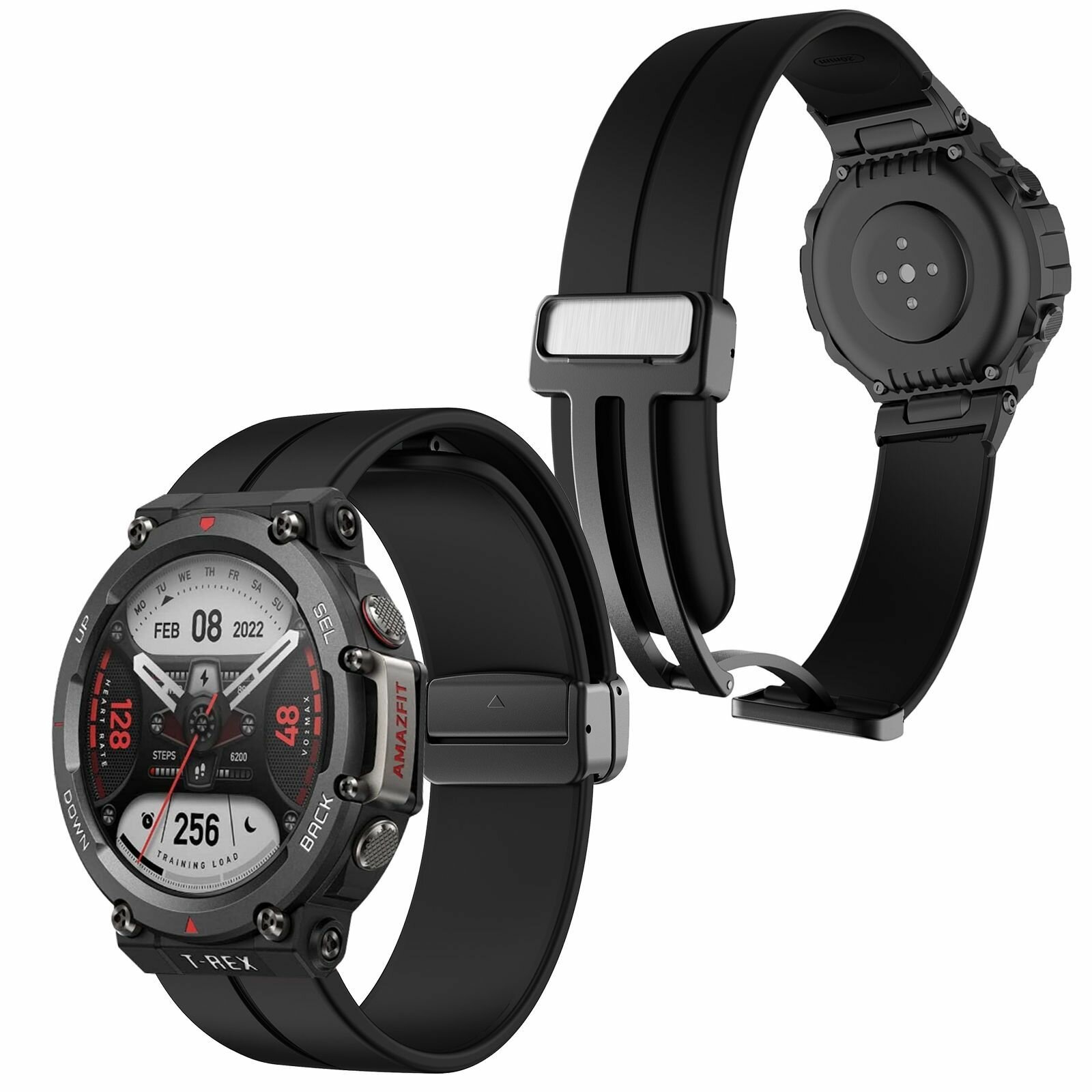 Силиконовый магнитный ремешок MyPads для Amazfit T-Rex 2 / Спортивный ремень браслет на магните для умных часов