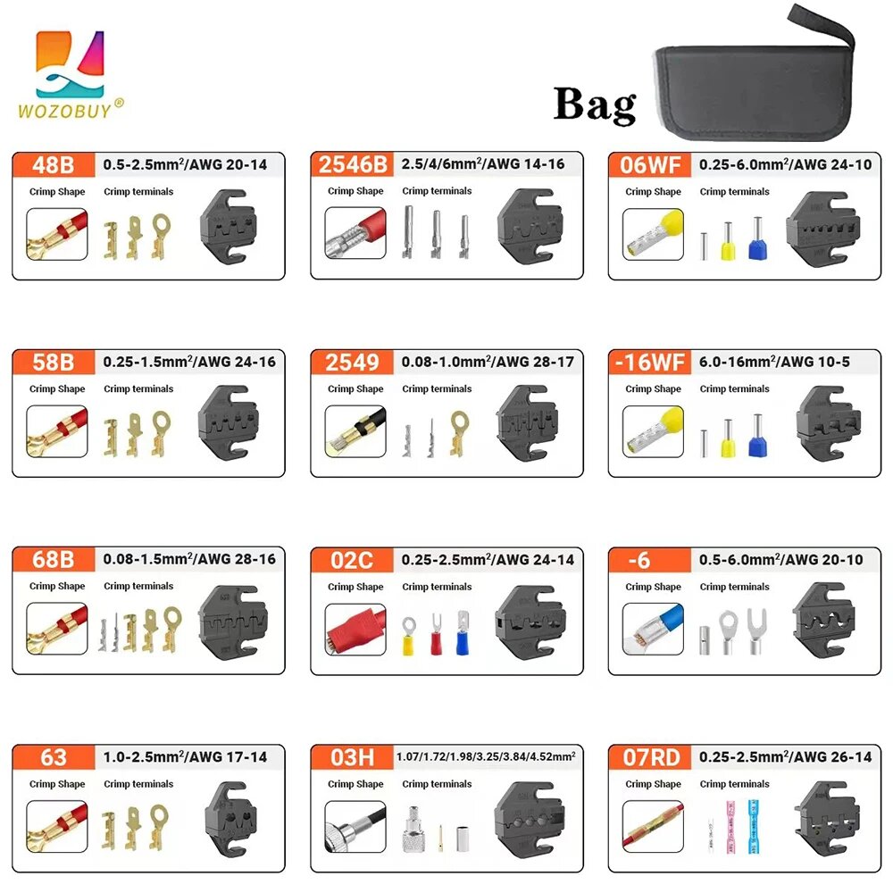 Наконечники для обжимных клещей WOZOBUY SN Series
