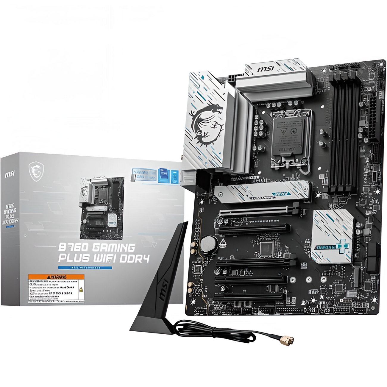 Материнская плата MSI B760 GAMING PLUS WIFI DDR4 (LGA1700/B760/4xDDR4/5xPCI-Ex16/2xM.2/SB7.1/GLAN/Wi-Fi/BT/DP/HDMI/ATX)