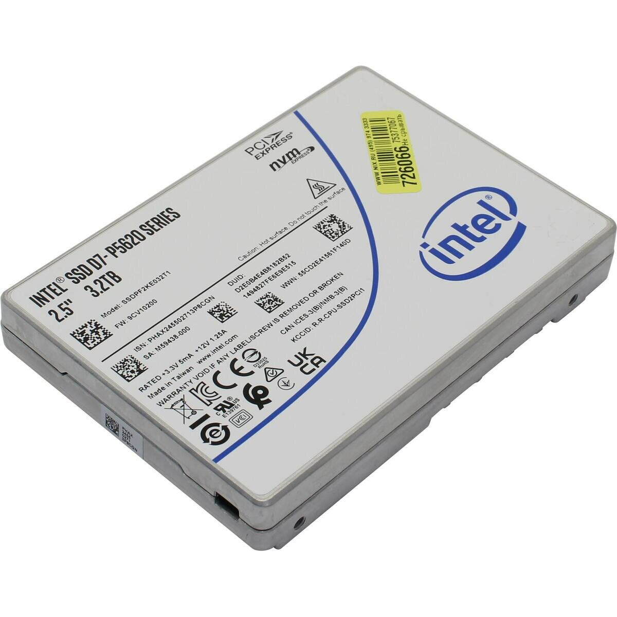 D7-P5620 SSDPF2KE032T1N1 3.2 Тб U.2 SFF-8639 PCI-E Gen4 x4 2.5" (толщиной 15 мм) 24x7, TBW 17500, 3 DWPD — фото 1