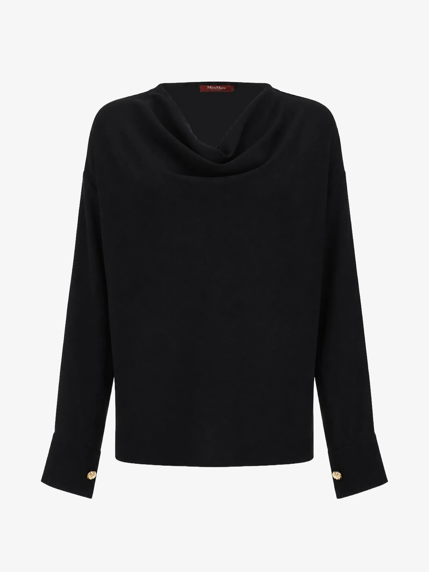 Блуза Max Mara Cowl-neck button-cuff blouse, размер 46, черный