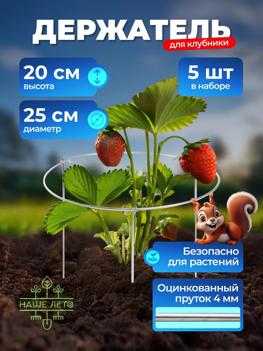 Опора для клубники, пруток d-4, D-20см, h-25см (5 штук)