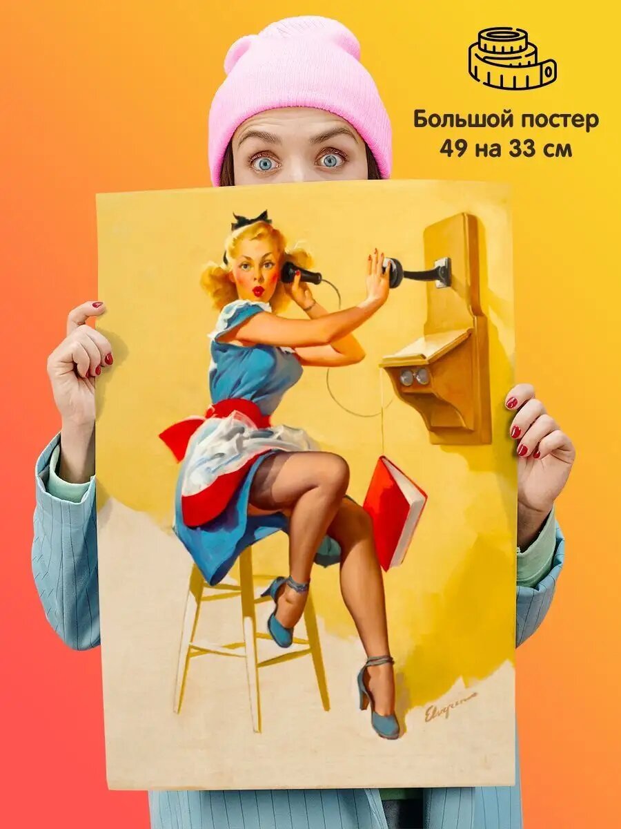 Постер плакат Pin up Girl Винтажная девушка