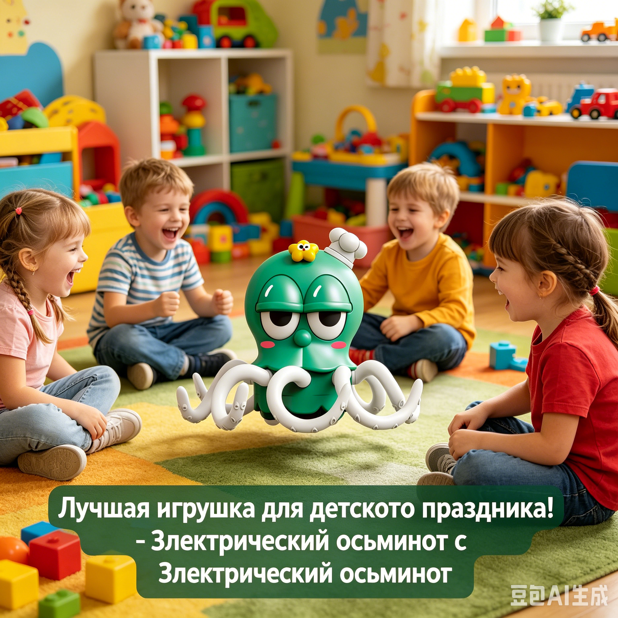 Умная игрушка-осьминог, электрическая индукция， Пластик, зеленый (Цвет товара: зеленый,)