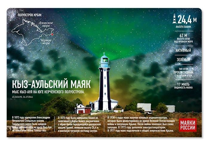 Почтовая открытка "Серия Маяки. Кыз-Аульский маяк", 98*148 мм, 2025 год