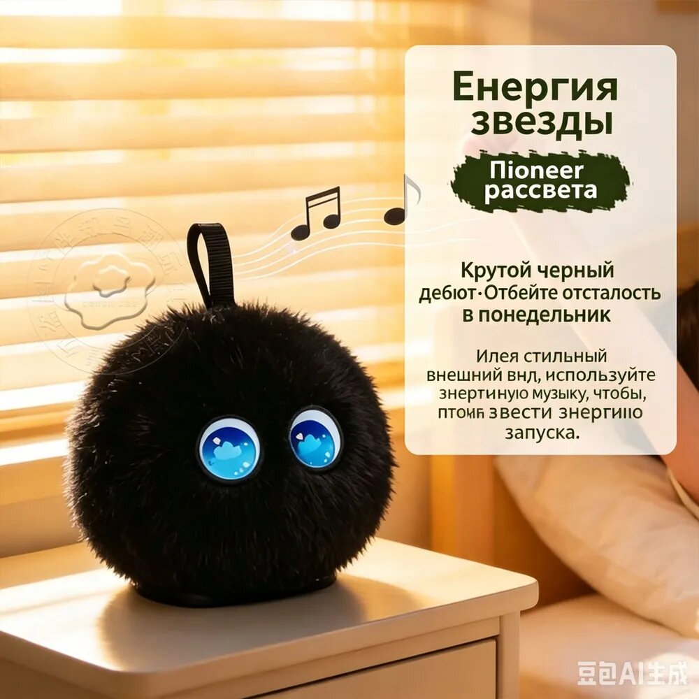 Интерактивная плюшевая игрушка с ИИ Звезда Энергии, умный компаньон чёрного цвета