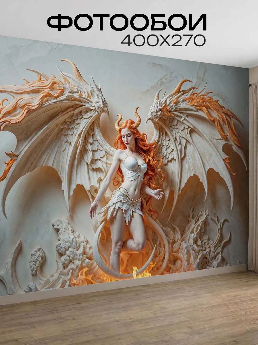 Фотообои Hit Wall флизелиновые моющиеся панно 400х270 Девушка с крыльями