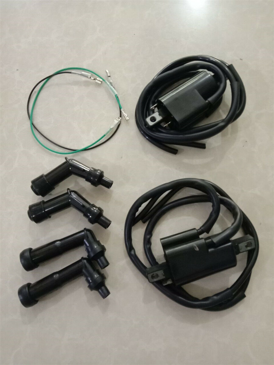 2шт Катушки Зажигания с Колпачками Свечей Зажигания для Honda CB350F CB400F CB500 CB550