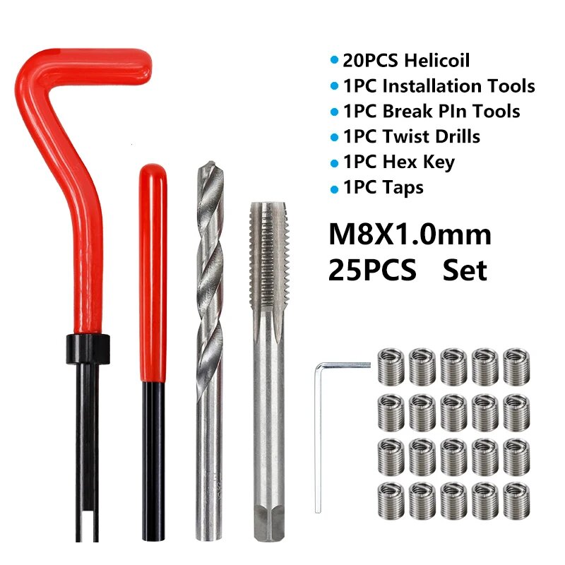 Набор для ремонта резьбы xcan M2-M16 25Pcs M8x1.0