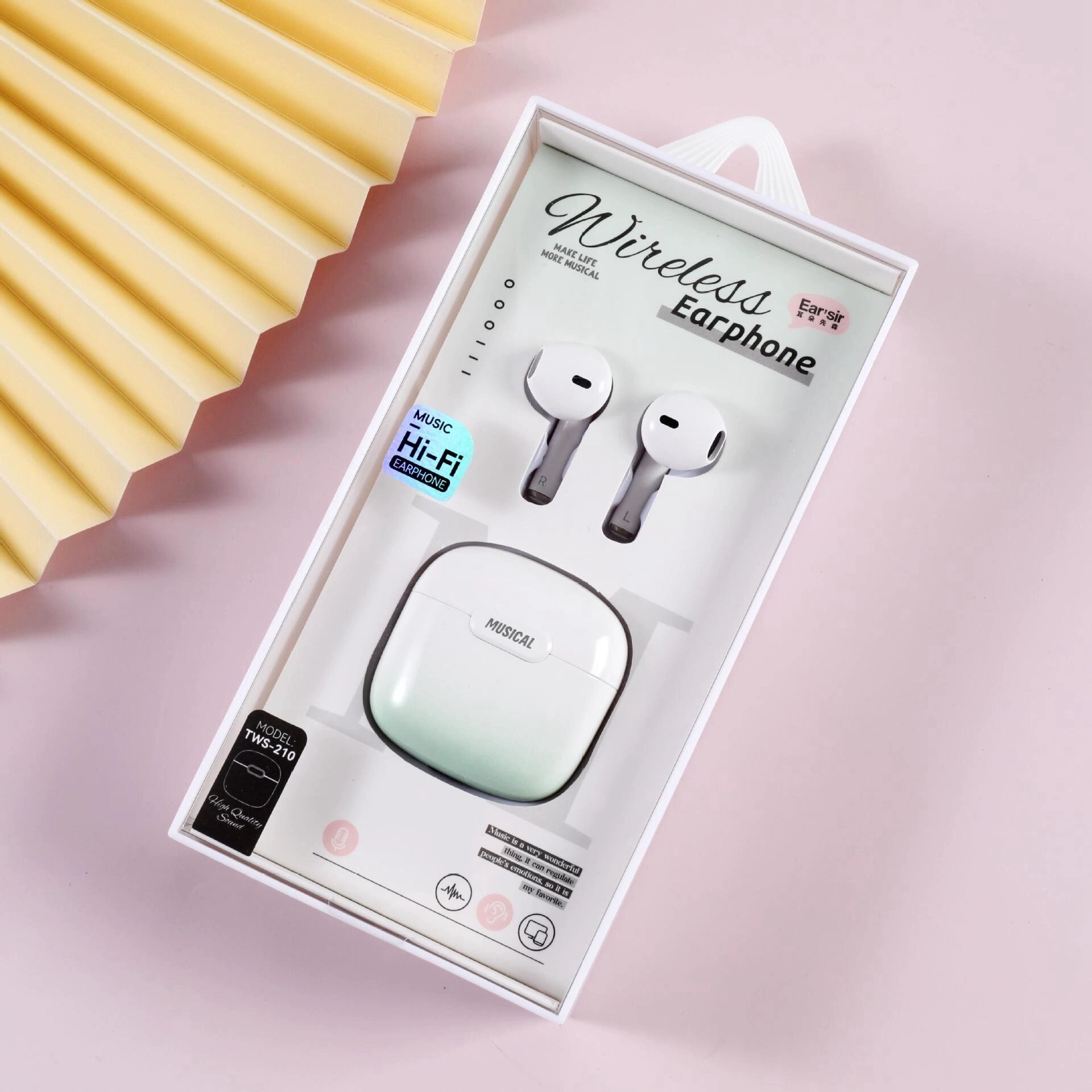 Беспроводные наушники Bluetooth True Wireless 2025 модель с шумоподавлением, спортивным вкладышем, светло-зеленым цветом