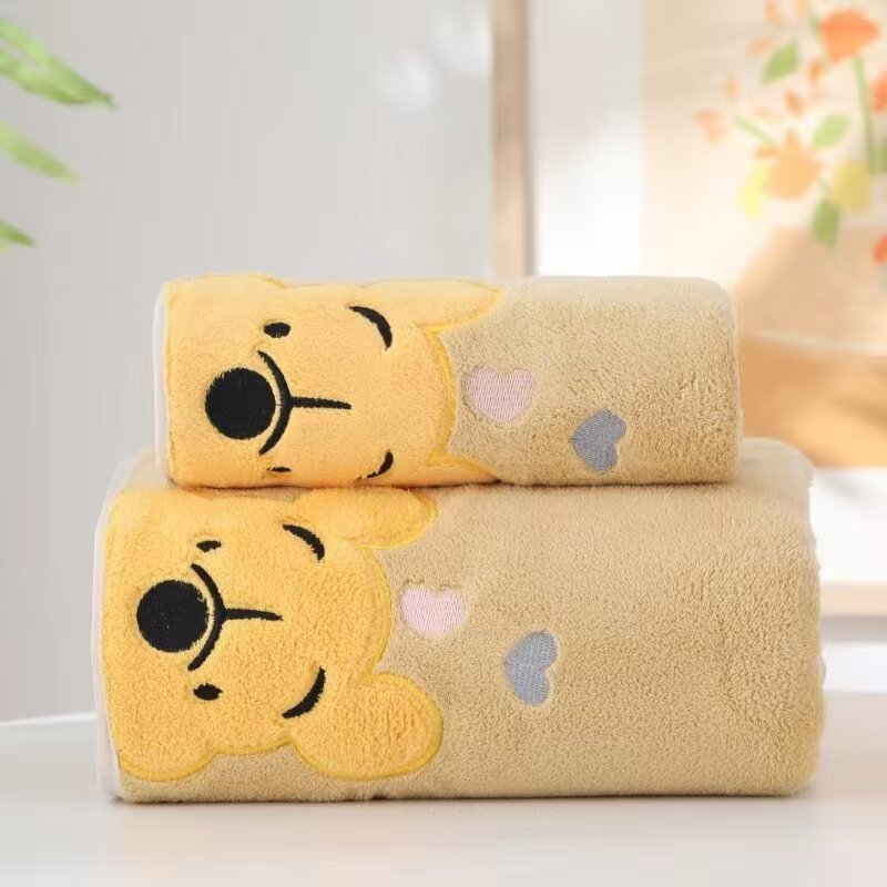 Детское банное полотенце Miniso из кораллового флиса, украшенное вышивкой Винни-Пуха, быстросохнущее (маленькое полотенце для лица)