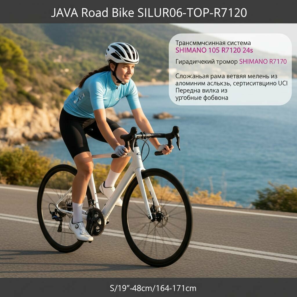 Шоссейный велосипед JAVA SILURO6-TOP-R7120, сертифицированная UCI ветрозащитная рама, shimano 105 r7120*24s, гидравлический тормоз shimano 105