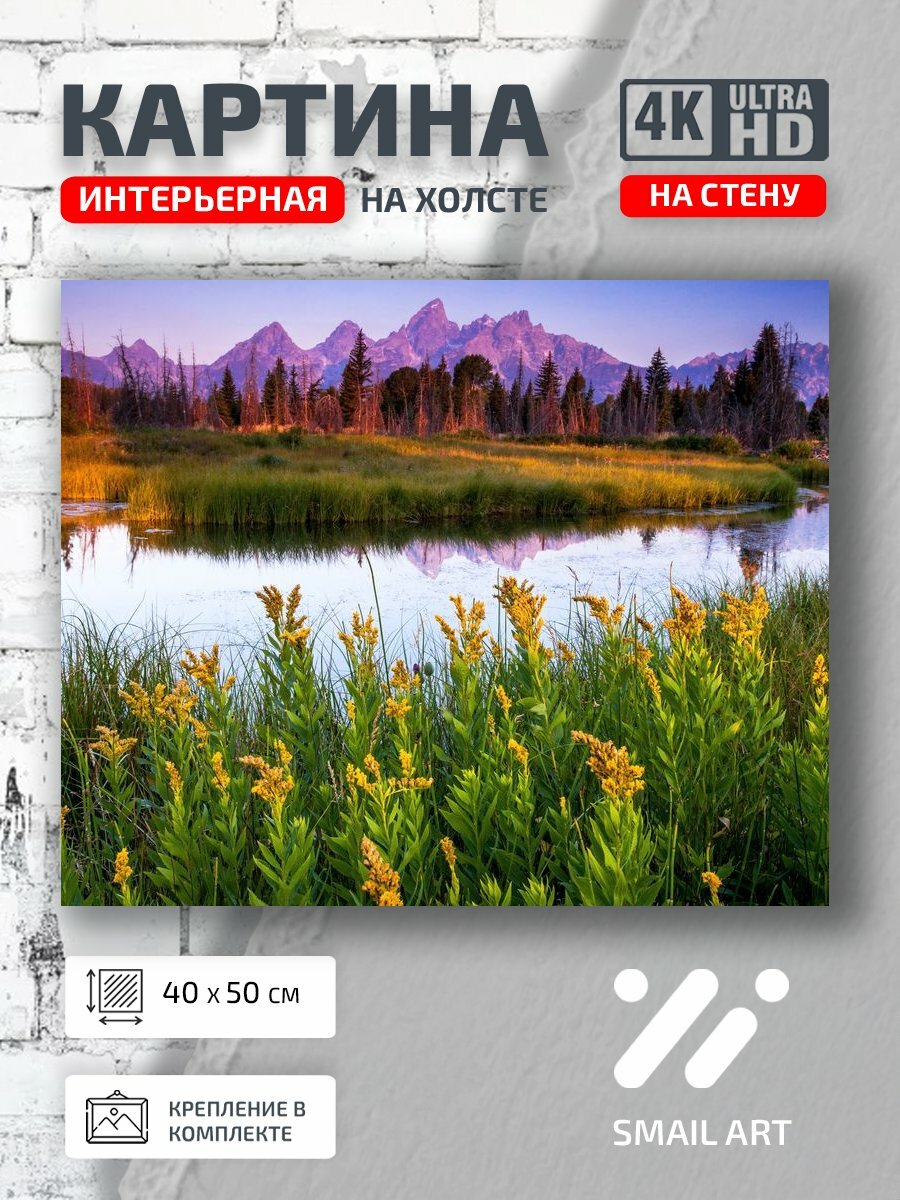 Картина на холсте интерьерная 40 на 50 на стену Горы mountains для офиса пейзаж интерьер