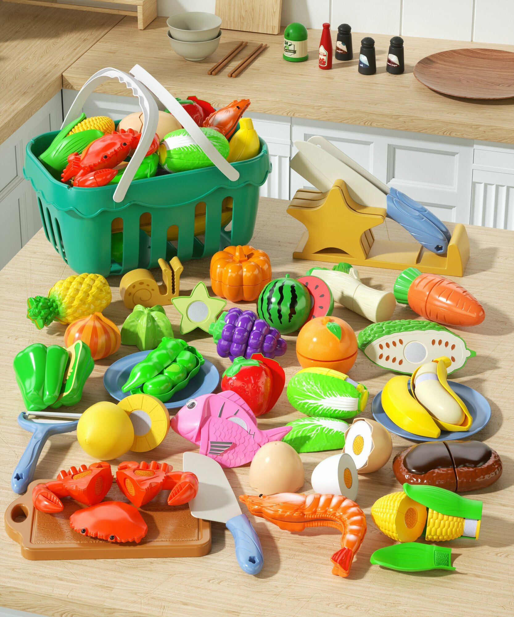 Игрушечные овощи и фрукты 30 предметов