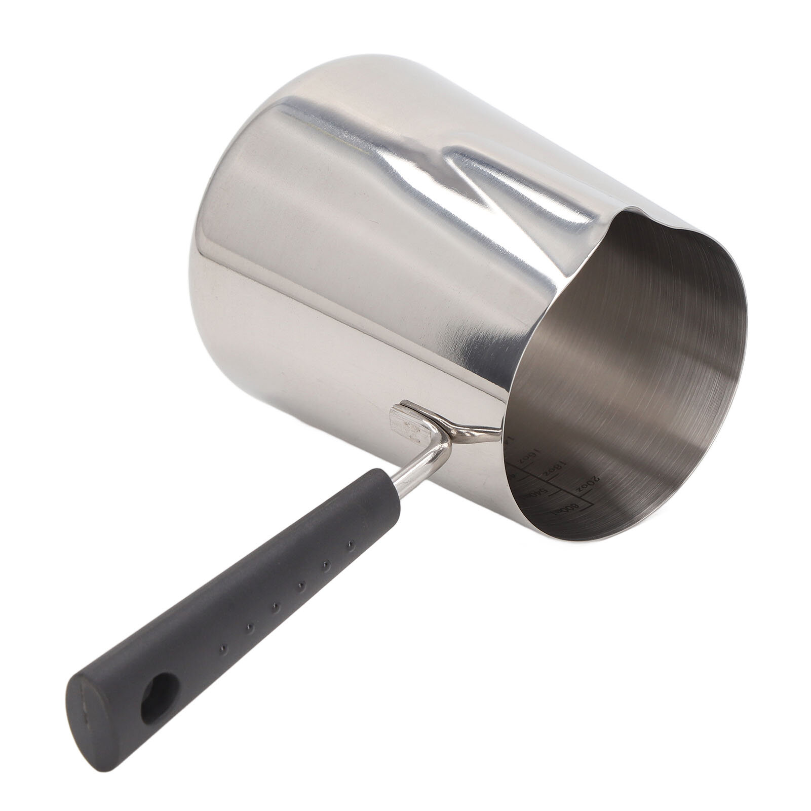 Кувшин для вспенивания кофе и молока из нержавеющей стали 304. Кувшин для молока с длинной ручкой и заостренным кончиком. Чашка для вспенивания латте со шкалой 600 мл. 20,5x11,5x9 см/8,1x4,5x3,5 дюйма.