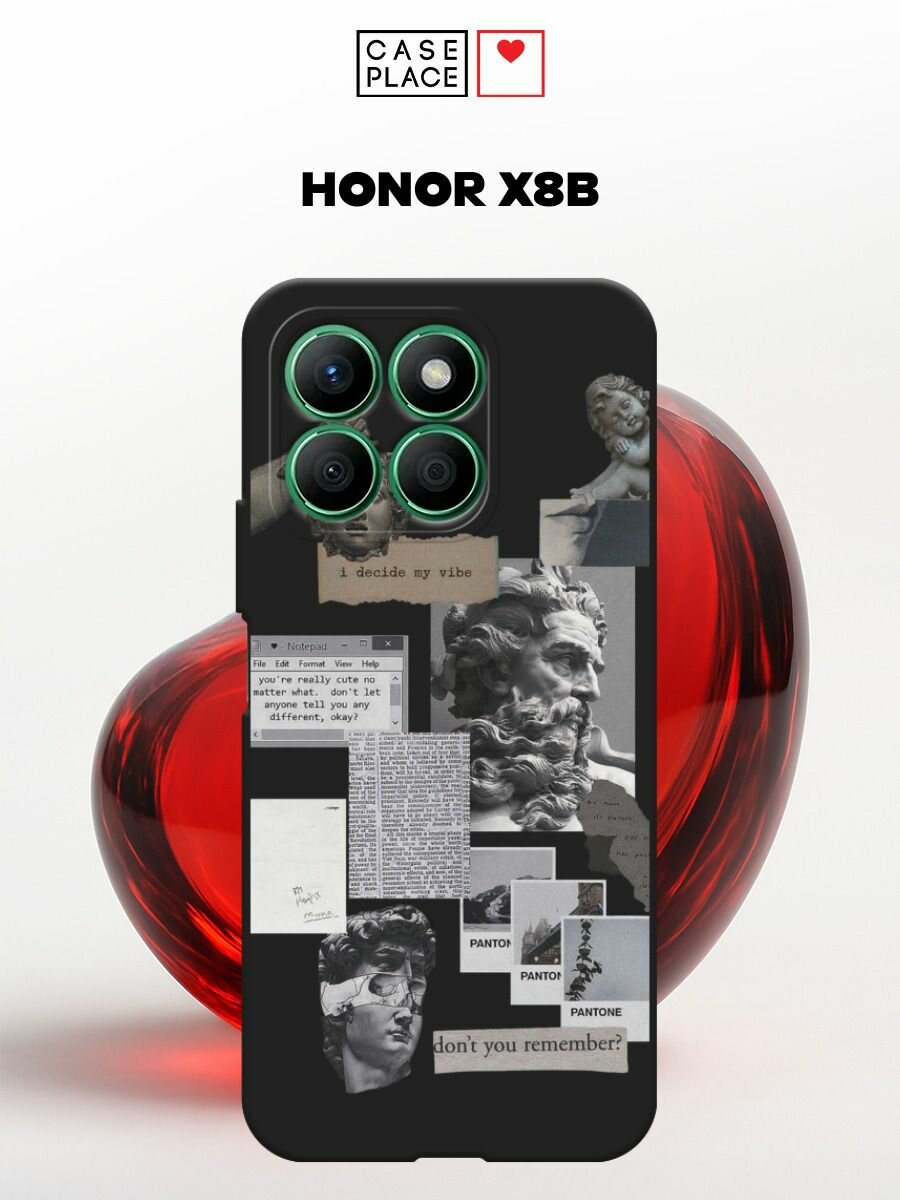 Черный матовый чехол на Honor X8B / Хонор Х8B с принтом Коллаж эстетика