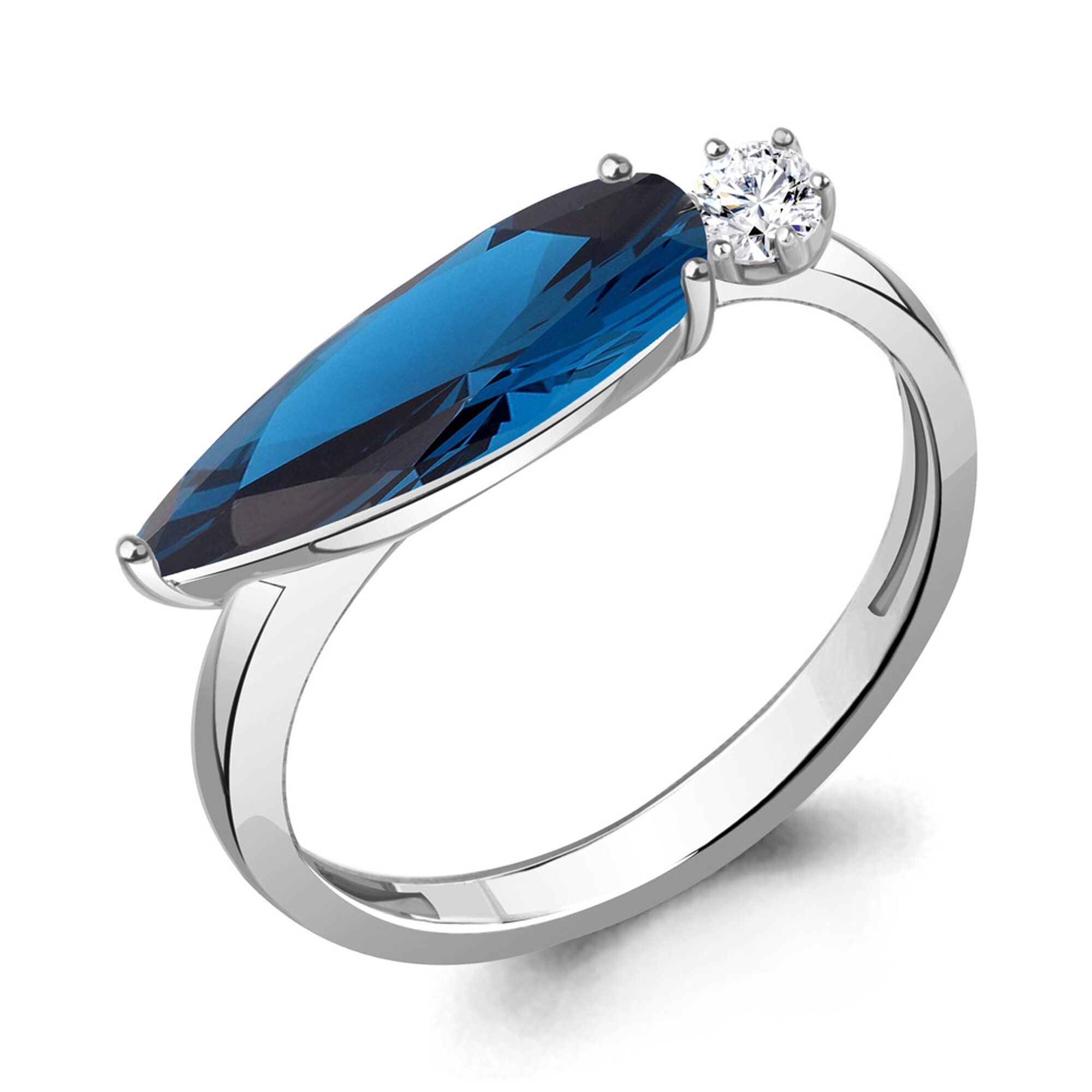Кольцо Diamant online, серебро, 925 проба, Лондон топаз, фианит