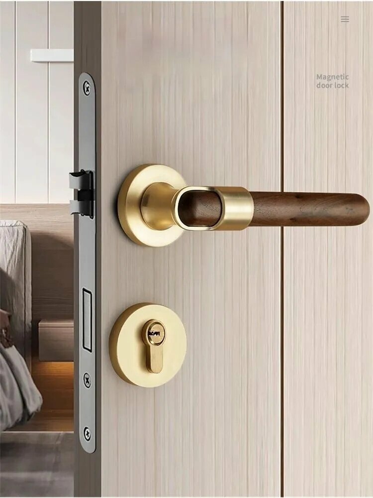 Дверные ручки с защелками, ретро в европейском стиле, бесшумные, полный комплект, 2 ручки + 3 петли + 1 дверной стопор