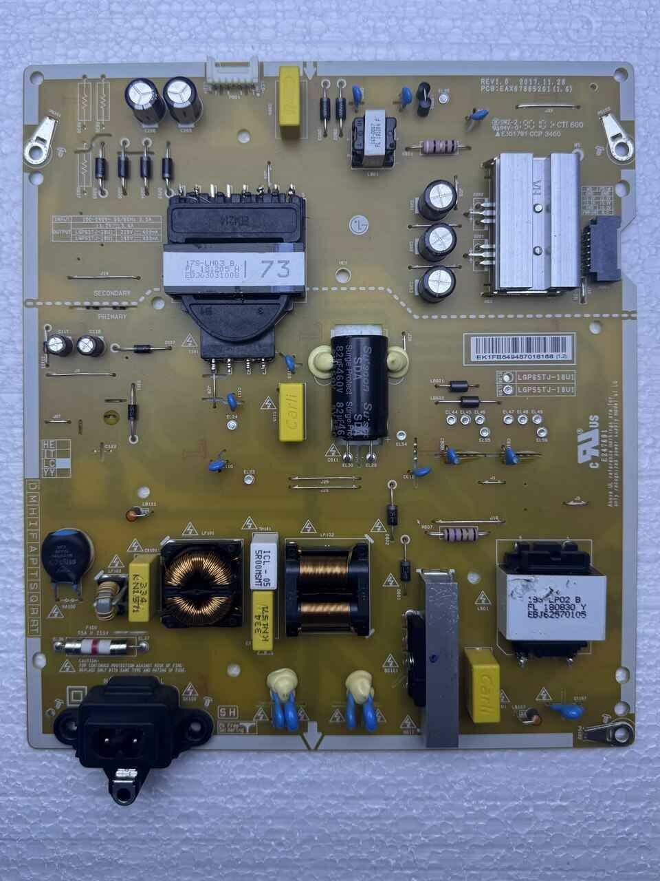 Блок питания PSU: EAX67865201(1.6) LGP55TJ-18U1 REV1.0 для телевизора LG 55UK6200PLA