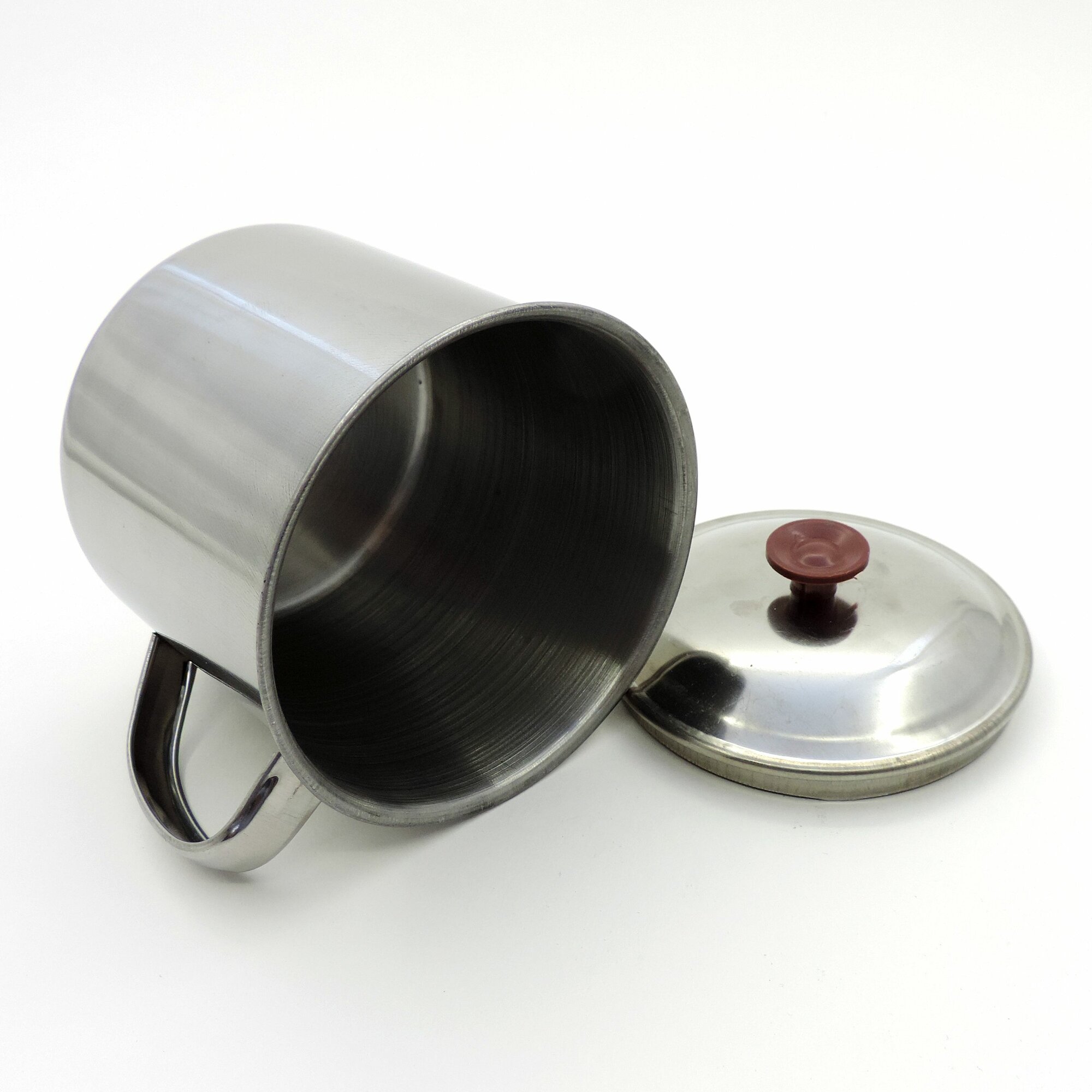 Кружка металлическая из стали с крышкой 500 мл.