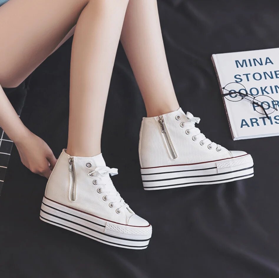 Кроссовки Women increase height 10cm canvas shoes