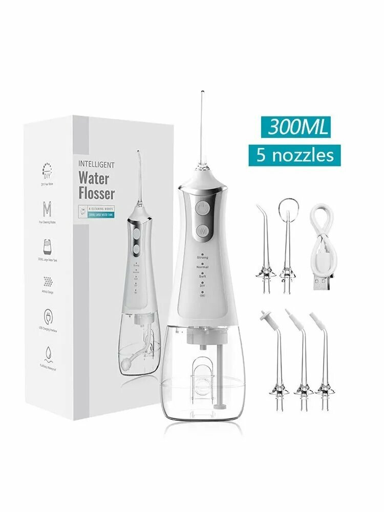 Ирригатор для полости рта портативный PECHAM Trip PC-117-1 белый, для отбеливания зубов дорожный и компактный