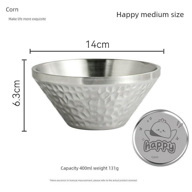 Детская миска для еды Corn, из нержавеющей стали 304, специальная двухслойная, с изоляцией, защита от ожогов,