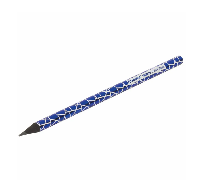 Карандаш чернографитный BRAUBERG PREMIUM TURKEY, 1шт, "Zig Zag Mosaic", НВ, ассорти, дисплей, 181569
