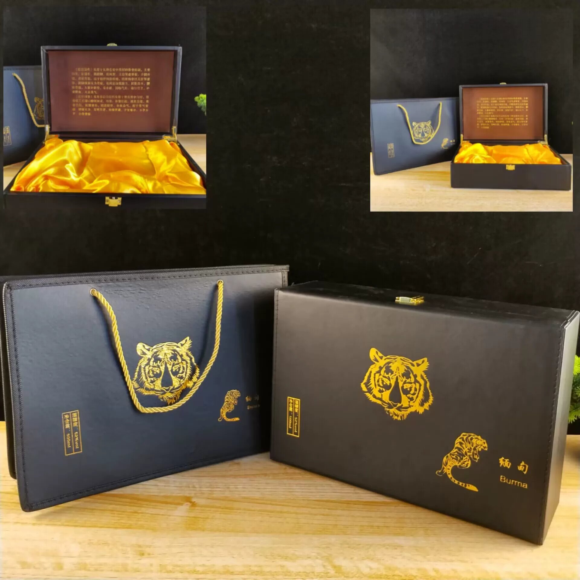 0.5 кг Стеклянная Бутылка Тигра с Коробкой из Мьянмской Шкуры Тигра для Напитков