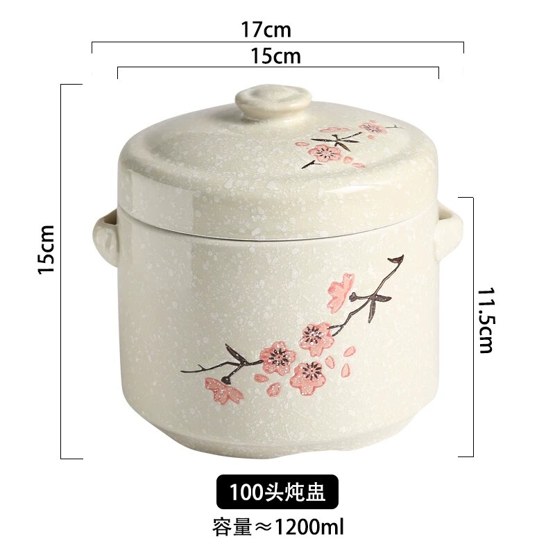 Керамическая миска с двойной крышкой, 1200 мл для приготовления пищи на 3 персоны дома