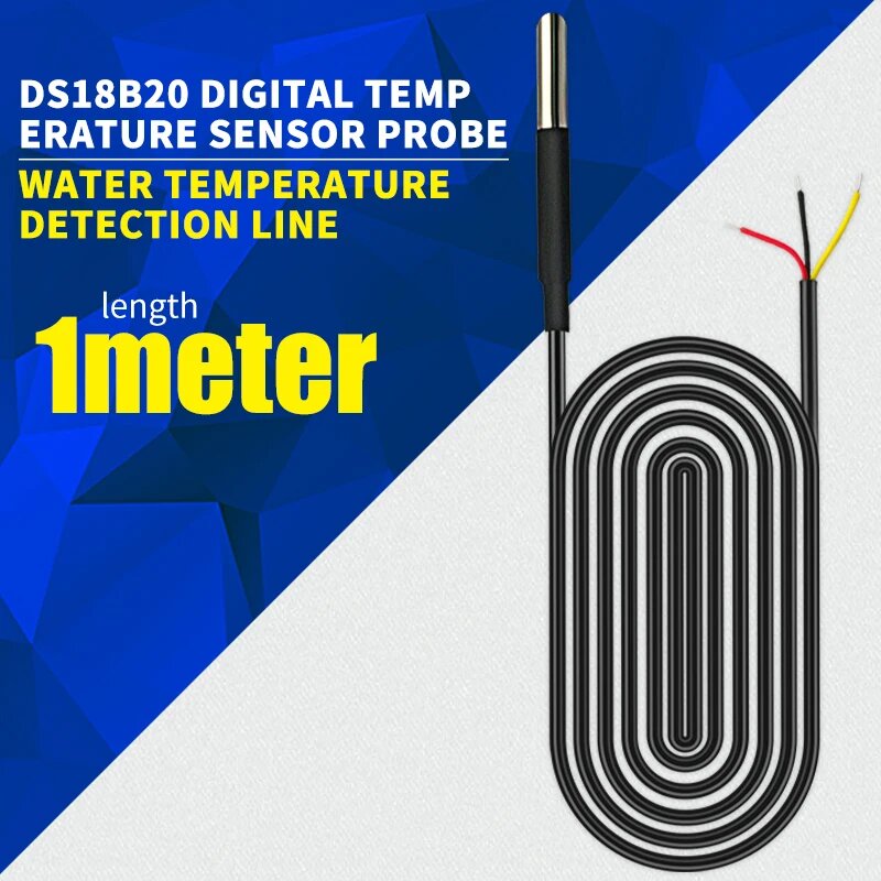 Датчик температуры DS18B20, водонепроницаемый цифровой датчик температуры из нержавеющей стали, 1 м/2 м/3 м