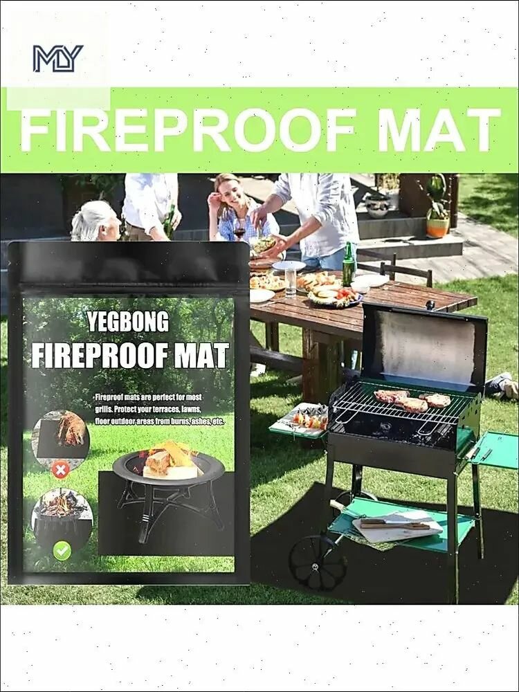 Огнеупорный коврик. Защита от искр перед камином, печкой, под мангалом и т. д. 60х80см; 1 штука; черный