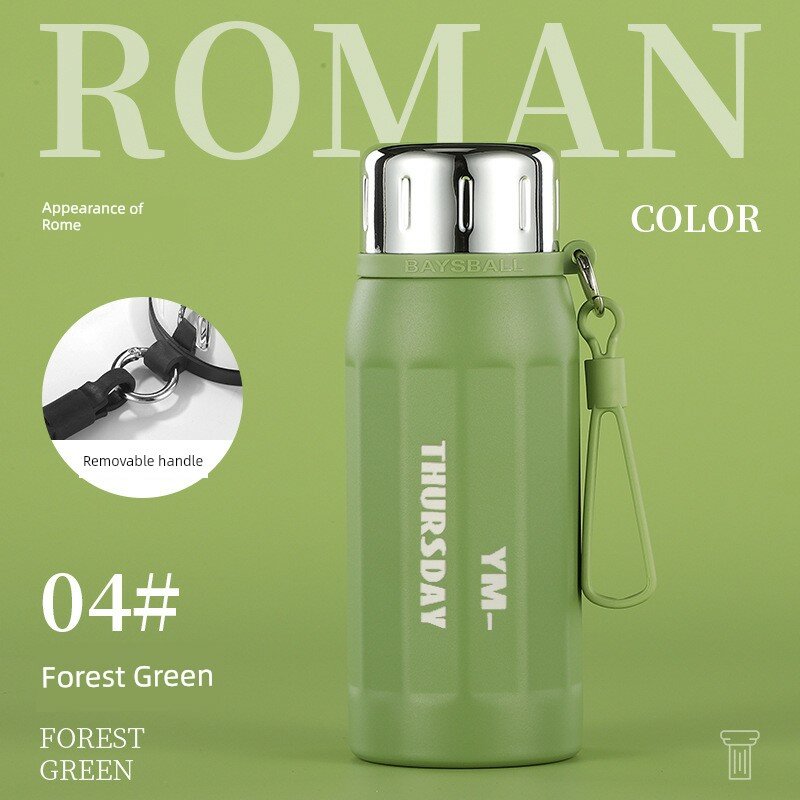 Большая термокружка из нержавеющей стали 316 с ремешком для переноски, вакуумная фляга для бизнеса и спорта,