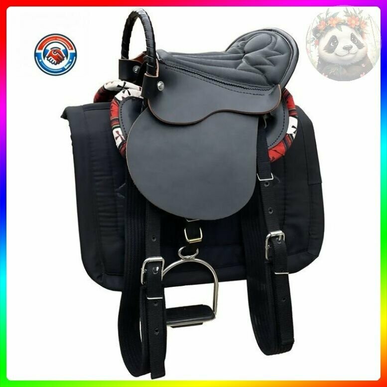 Детское седло для пони до 120 см, полный комплект для начала занятий верховой езды, кожаное, с уздечкой и стремями