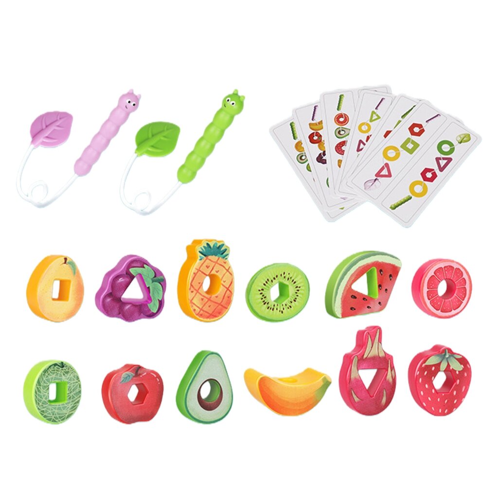 Развивающая Игрушка Красочный Набор Фруктовых Ниток для Детей, Развивающая Мелкую Моторику, Творчество и Обучение