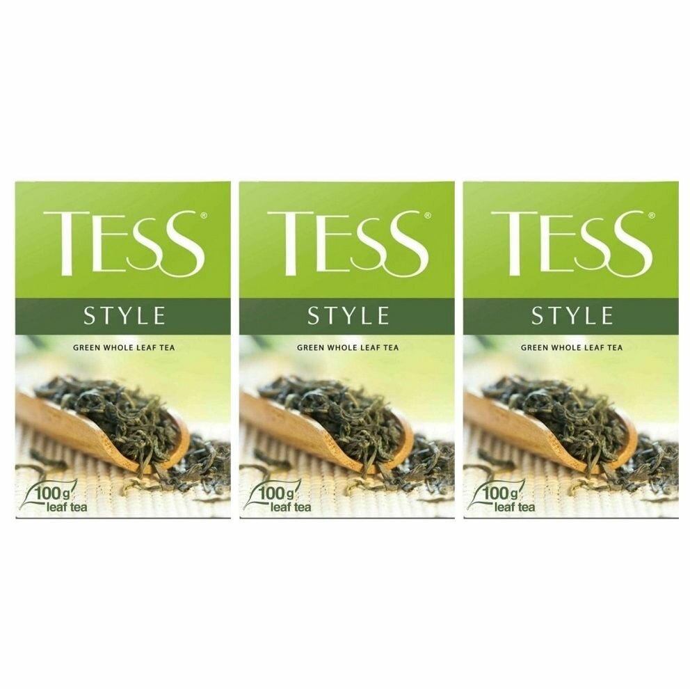 Tess Зеленый чай Style, крупнолистовой, 100 г, 3 шт.