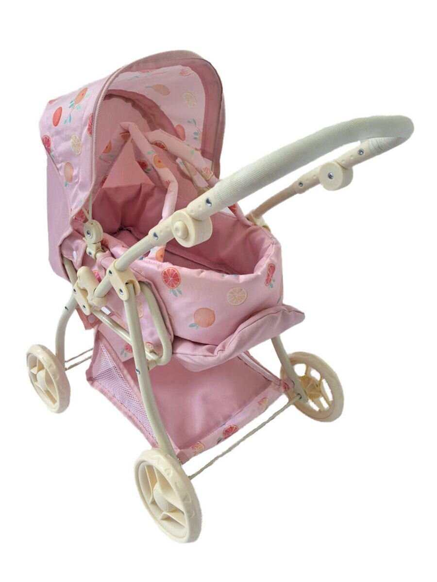 Коляска-трансформер для кукол розовая Цитрус с переноской