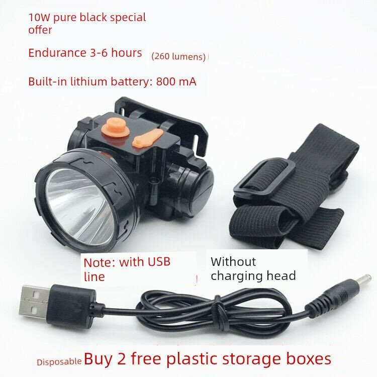10 Вт USB-заряжаемая мини-фонарь с 6-часовым аккумулятором для рыбалки и горных работ